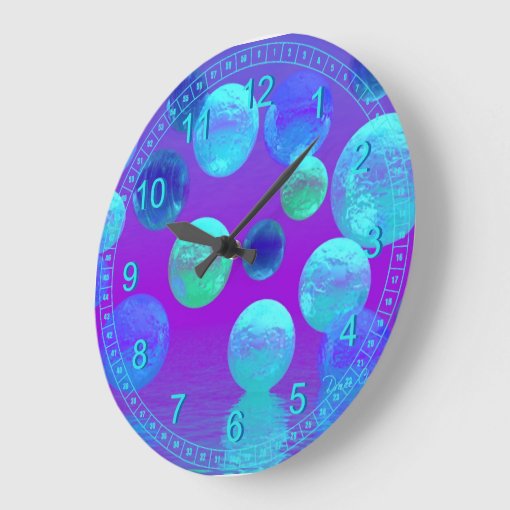 Violet Mist - Abstract Cyan and Purple Light Large Clock | Zazzle