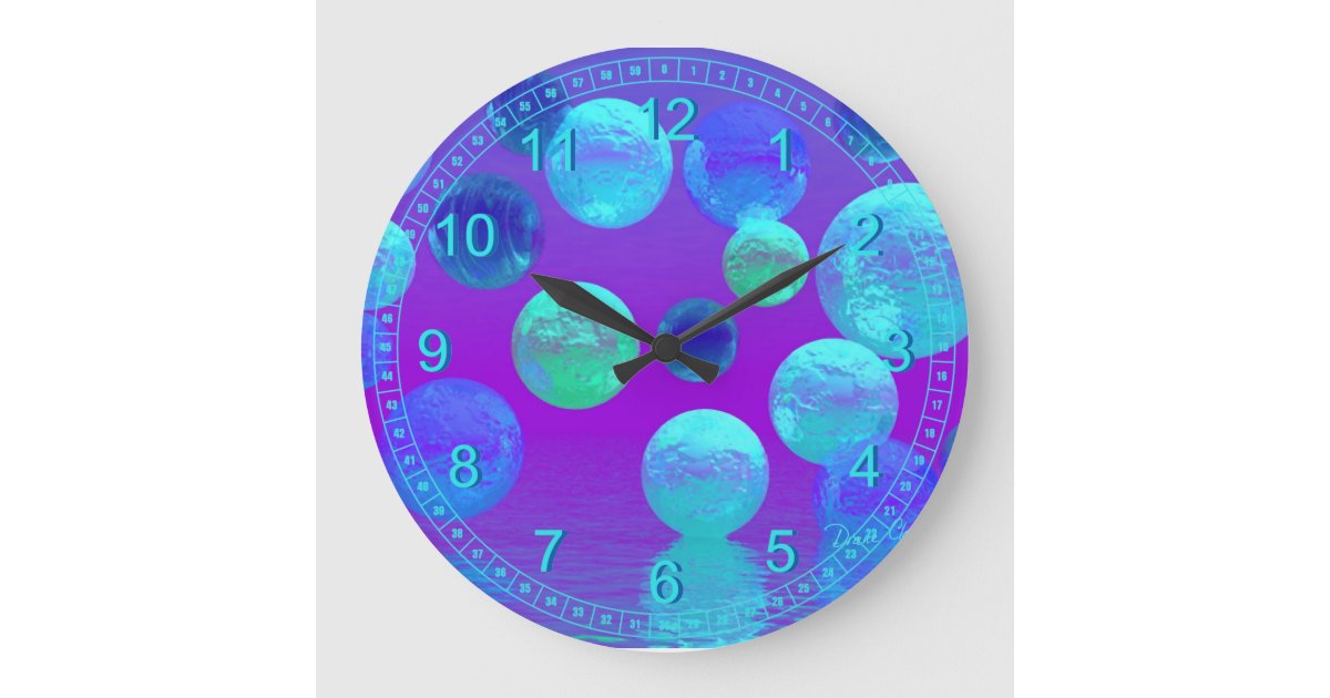 Violet Mist - Abstract Cyan and Purple Light Large Clock | Zazzle