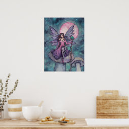 Violet Night Fairy Art by Molly Harrison Poster | Zazzle