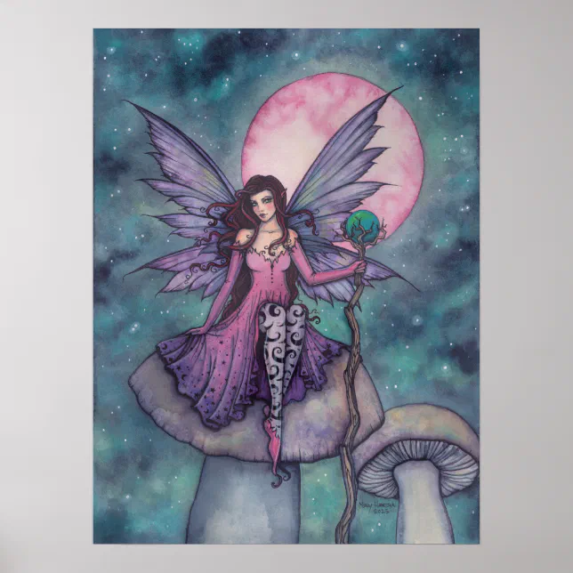 Violet Night Fairy Art by Molly Harrison Poster | Zazzle
