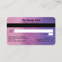 Violet Pink Glitter Credit Card Gift Certificate | Zazzle