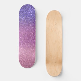 Violet Princess Blush Pink Triple Glitter Ombre Skateboard | Zazzle