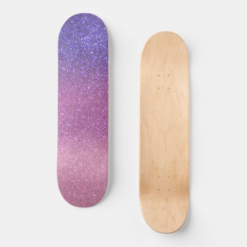 Violet Princess Blush Pink Triple Glitter Ombre Skateboard | Zazzle