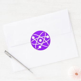Violet Purple Atom Classic Round Sticker | Zazzle