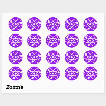 Violet Purple Atom Classic Round Sticker | Zazzle