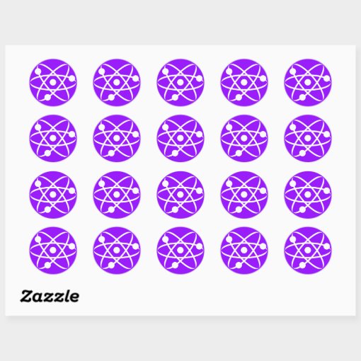 Violet Purple Atom Classic Round Sticker | Zazzle
