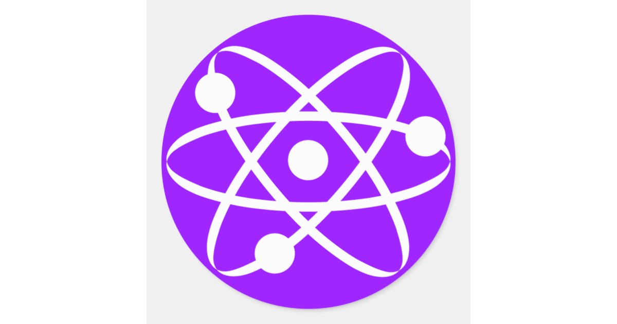 Violet Purple Atom Classic Round Sticker | Zazzle