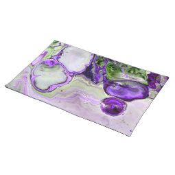 Violet Purple Green Fluid Abstract Marble Art Placemat | Zazzle