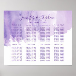 Violet Purple Watercolor Splash Seating Chart | Zazzle