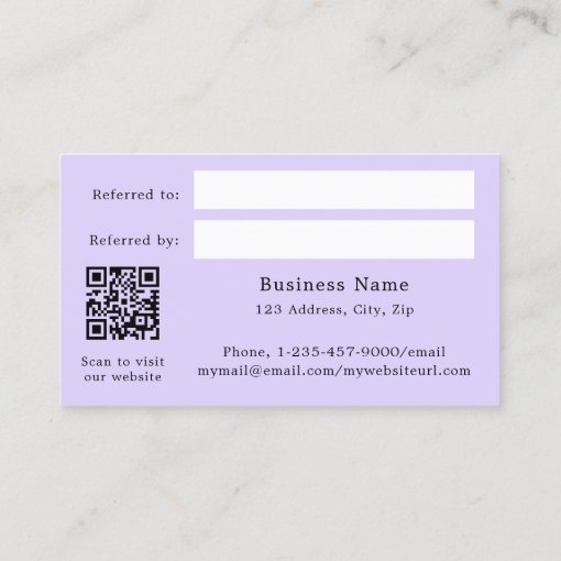 Violet qr code business logo referral card | Zazzle