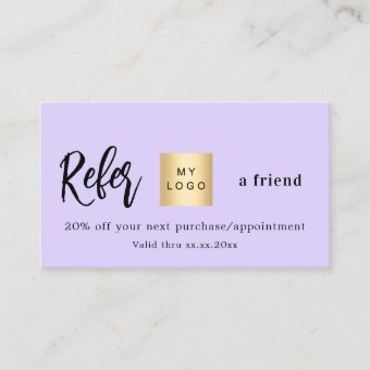 Violet qr code business logo referral card | Zazzle