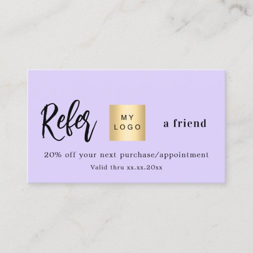 Violet qr code business logo referral card | Zazzle