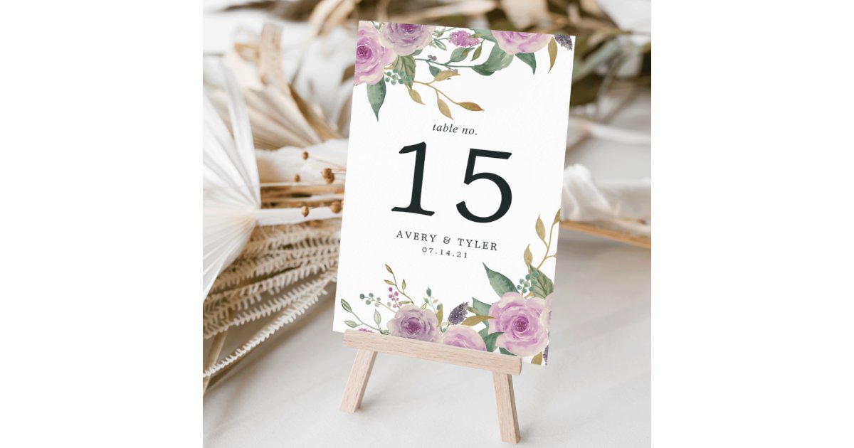 Violet & Sage Table Number Card | Zazzle