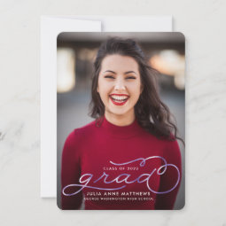 Violet Shine Photo Graduation Announcement | Zazzle