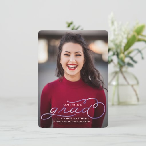 Violet Shine Photo Graduation Announcement | Zazzle