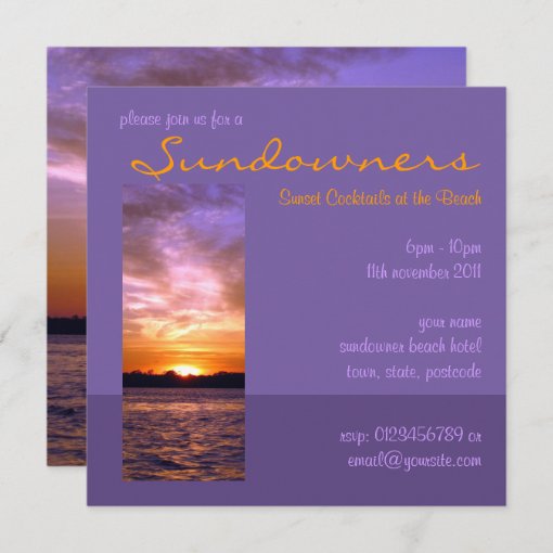 Violet Sunset Beach Party Invitation | Zazzle