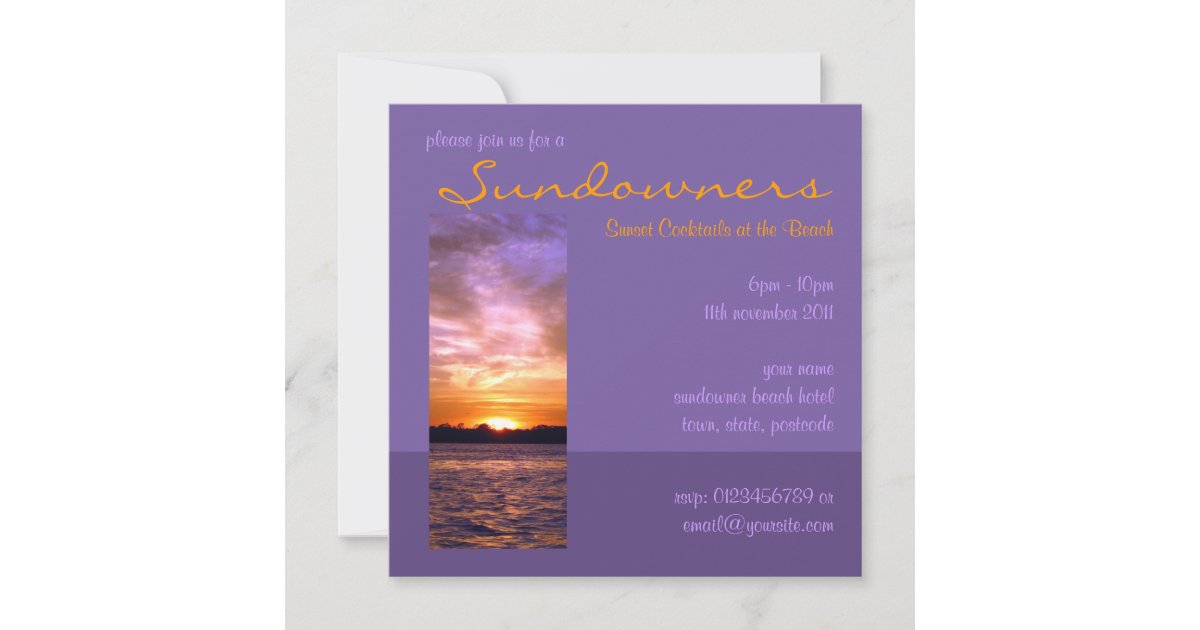 Violet Sunset Beach Party Invitation | Zazzle