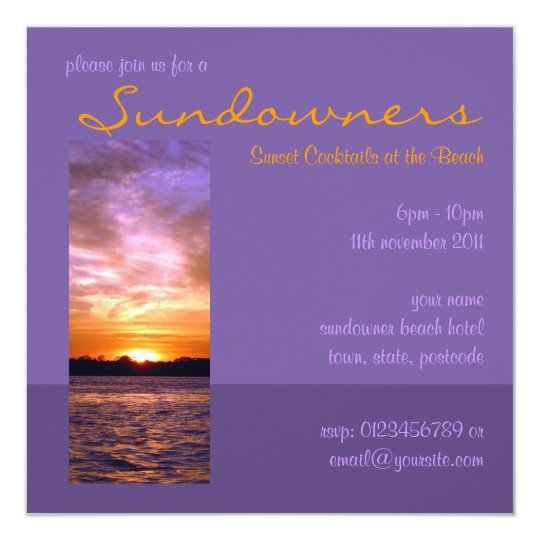 Violet Sunset Beach Party Invitation | Zazzle.com