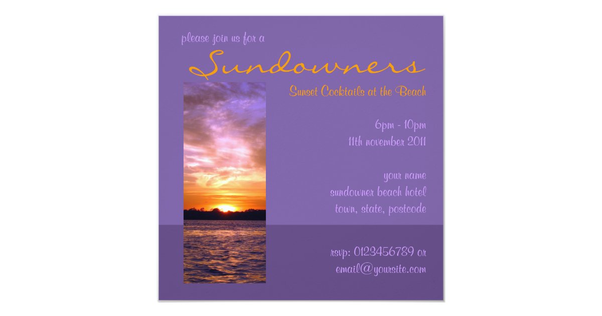 Violet Sunset Beach Party Invitation | Zazzle.com