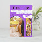 Violet Typography Photo Graduation Announcement | Zazzle