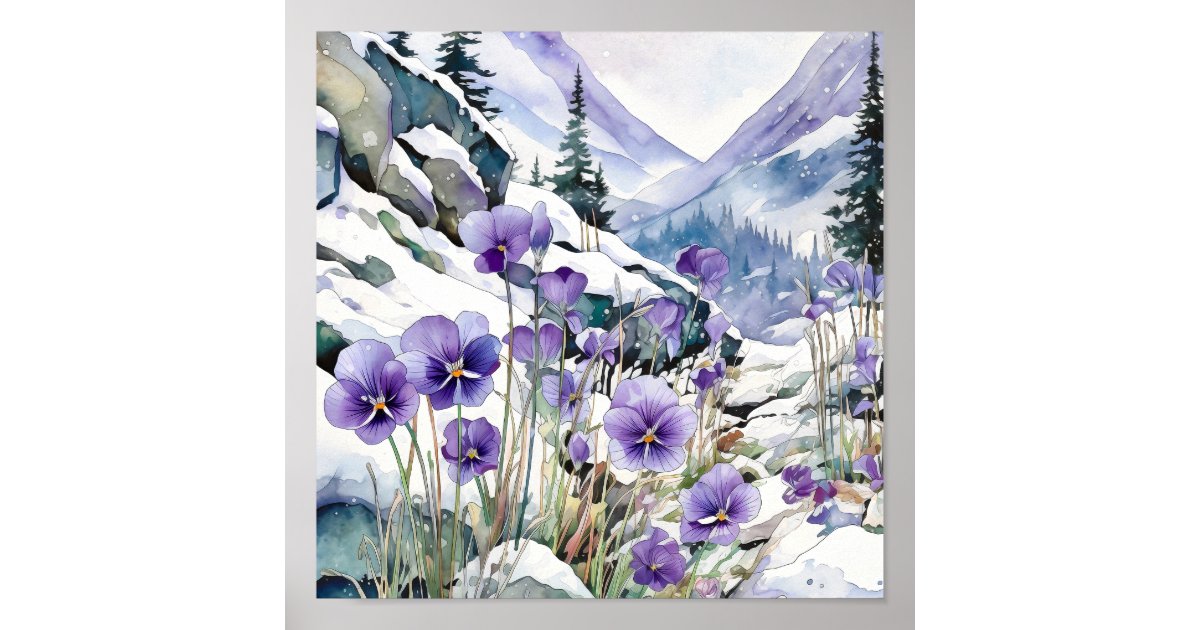 Violet Wall Art, Floral Square Poster | Zazzle