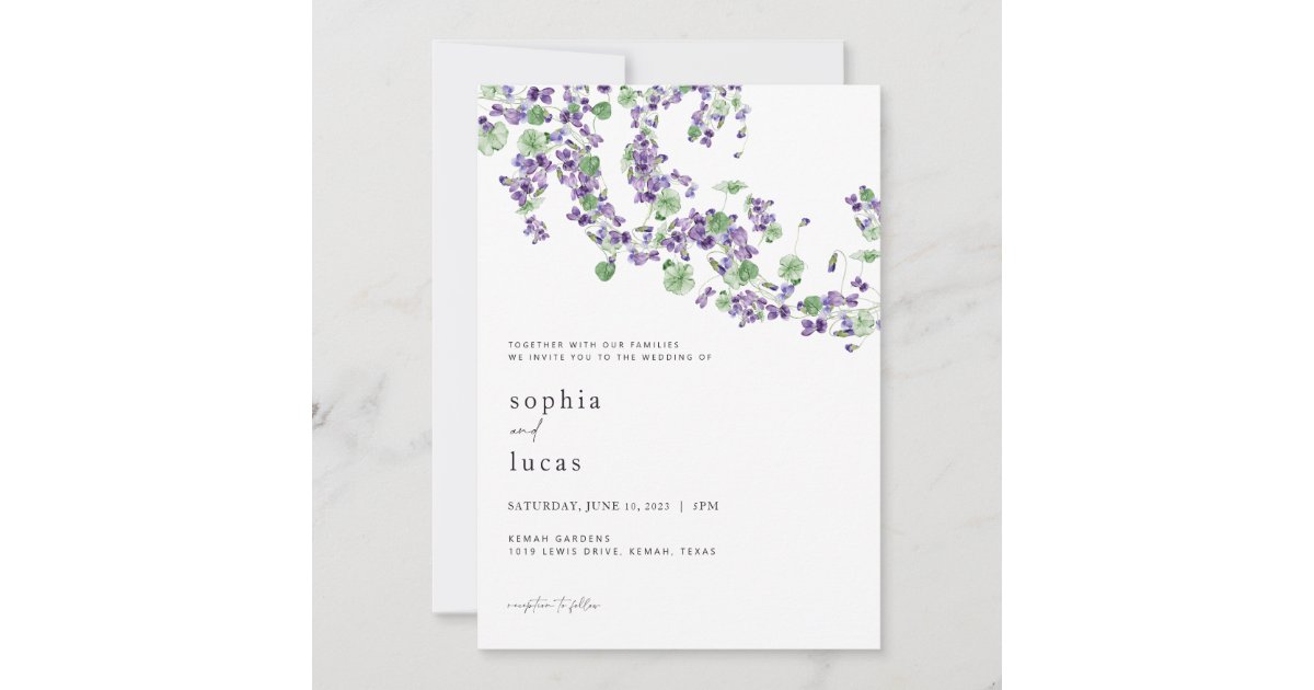 Violet Wedding Invitation Spring Puple Invite | Zazzle