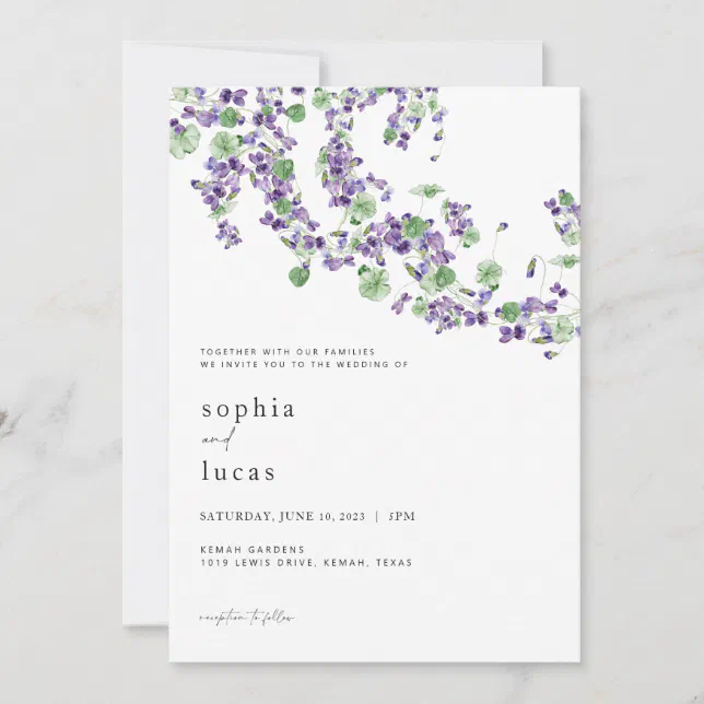 Violet Wedding Invitation Spring Puple Invite | Zazzle