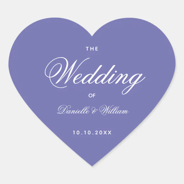Violet Wedding Purple Heart Calligraphy Script Sticker | Zazzle