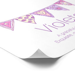 Violeta name meaning purple pink drawn bunting poster | Zazzle
