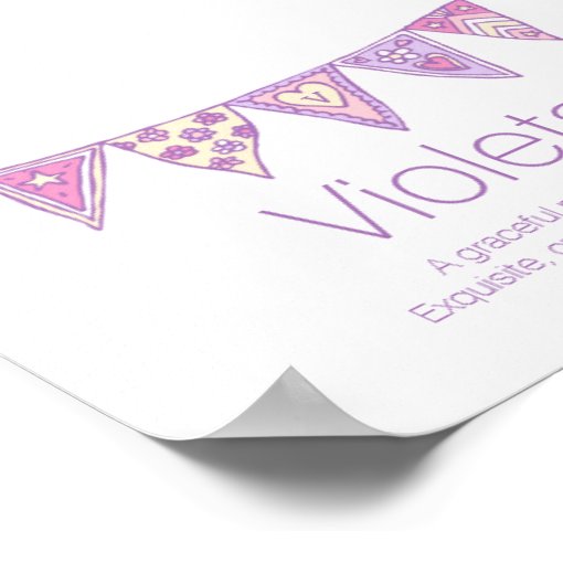 Violeta name meaning purple pink drawn bunting poster | Zazzle