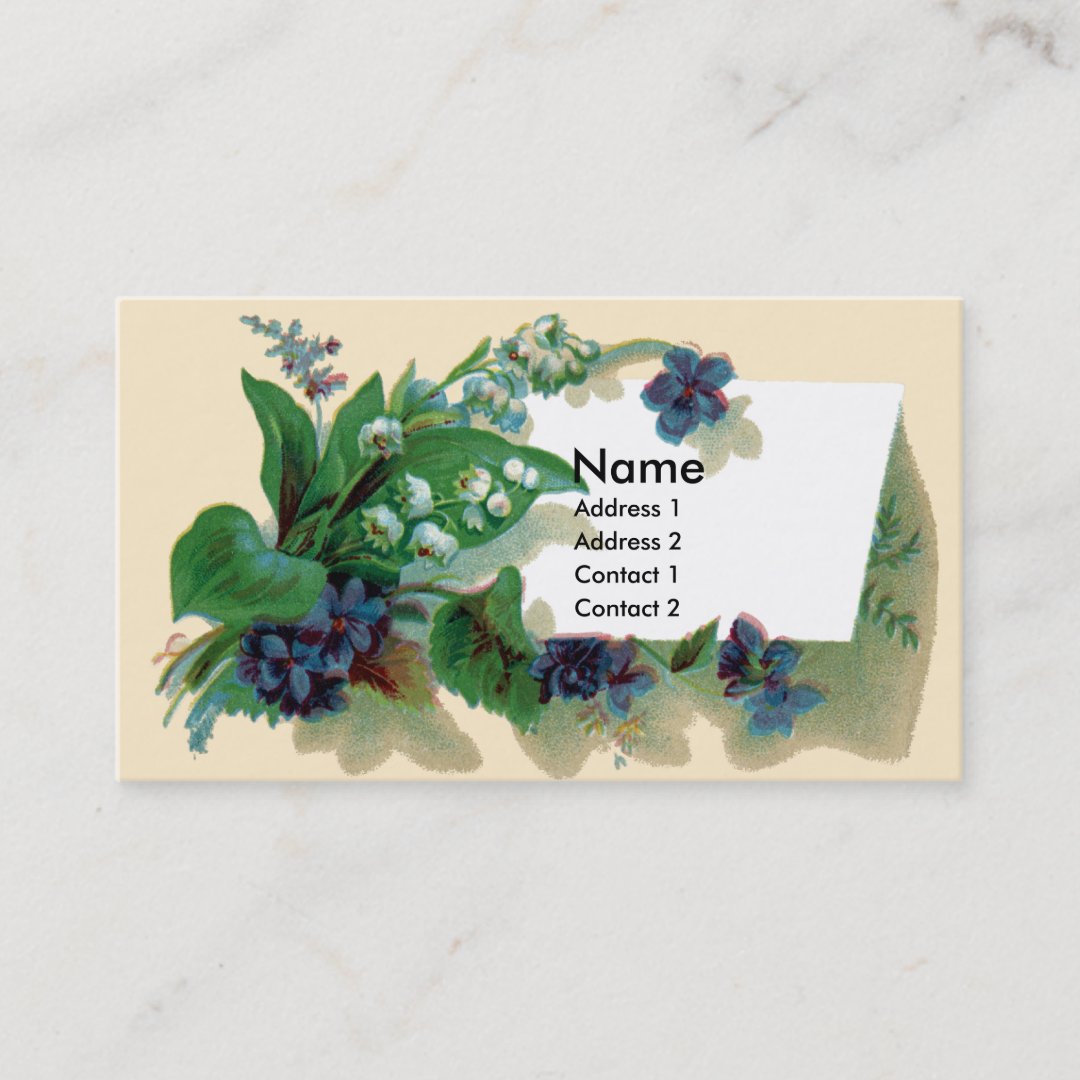 Violets and Lily of the Valley Victorian Business Card | Zazzle