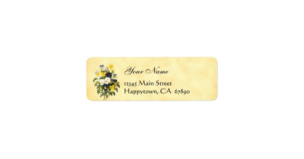 Violets and Pansy Flowers Return Address Labels | Zazzle