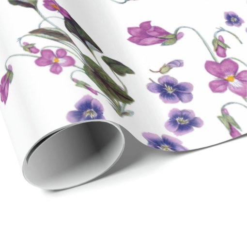 Violets Garlands Floral 30" x 6' Wrapping Paper | Zazzle