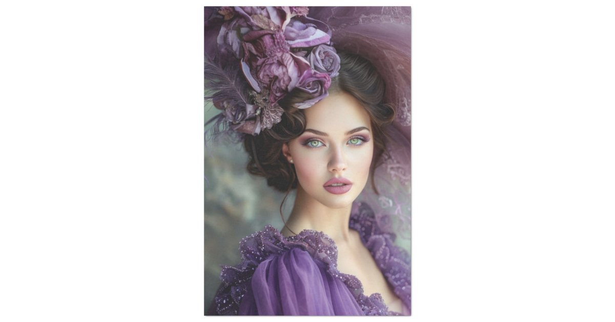Violetta Lady in Purple Decoupage Tissue Paper | Zazzle
