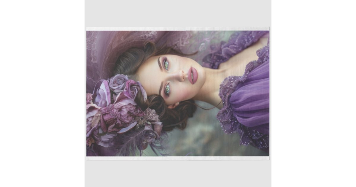 Violetta Lady in Purple Decoupage Tissue Paper | Zazzle