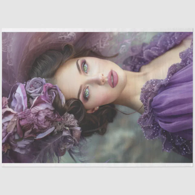 Violetta Lady in Purple Decoupage Tissue Paper | Zazzle