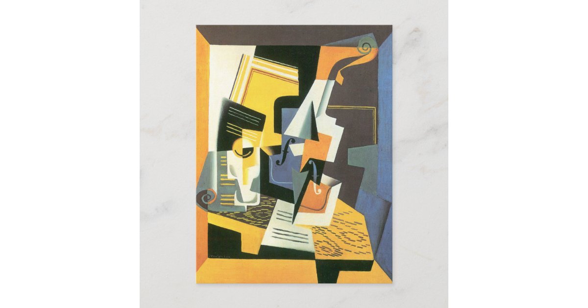 Violin and Glass by Juan Gris, Vintage Cubism Postcard | Zazzle
