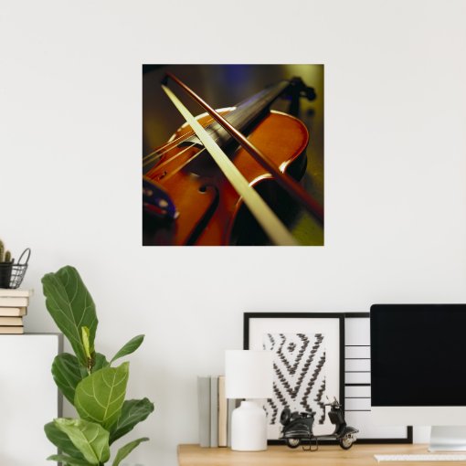 Violin & Bow Close-Up 1 Poster | Zazzle