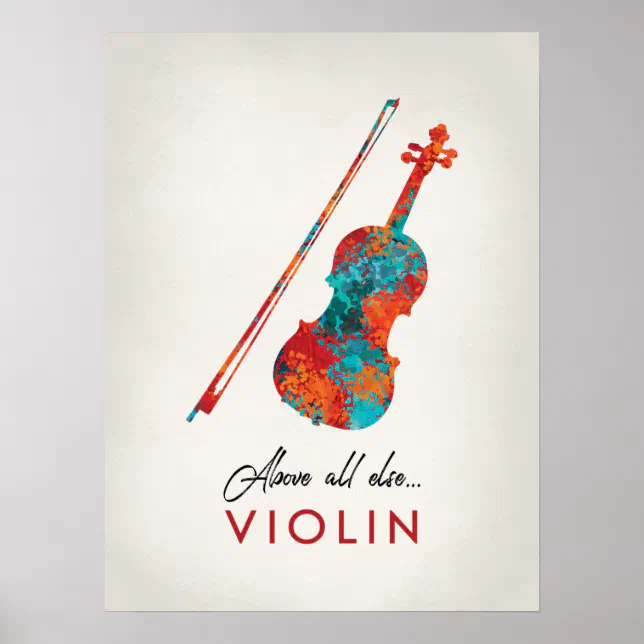 Violin - Bright Colorful Music Poster | Zazzle