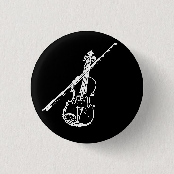 Violin Button - Distorted/Eroded - B/W | Zazzle