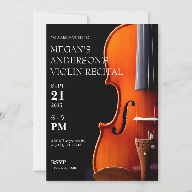 Violin classical music concert recital invitation | Zazzle