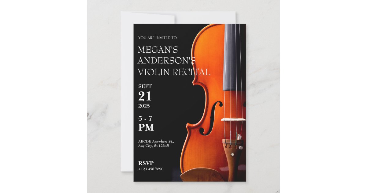 Violin classical music concert recital invitation | Zazzle