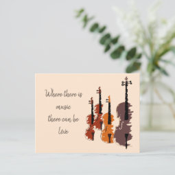 Violin classical stringed musical instrument quote postcard | Zazzle