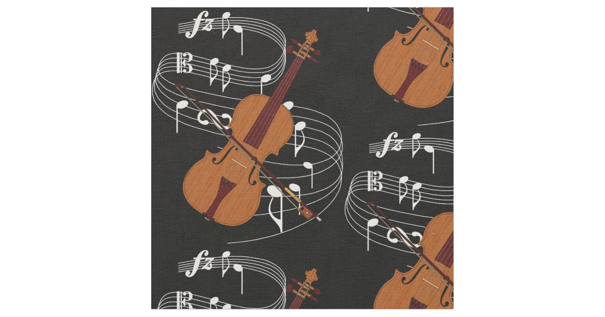 Violin Fabric- Dark Fabric | Zazzle