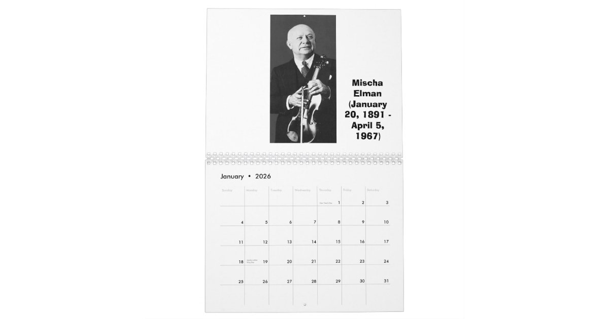 Violin Masters Calendar | Zazzle