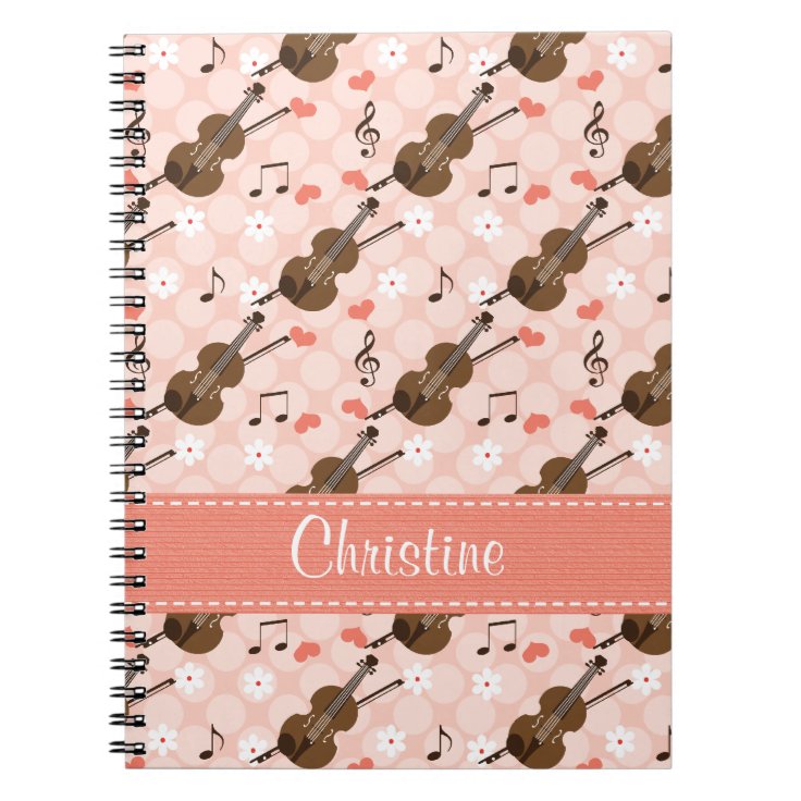Violin Music Note Spiral Notebook Journal | Zazzle