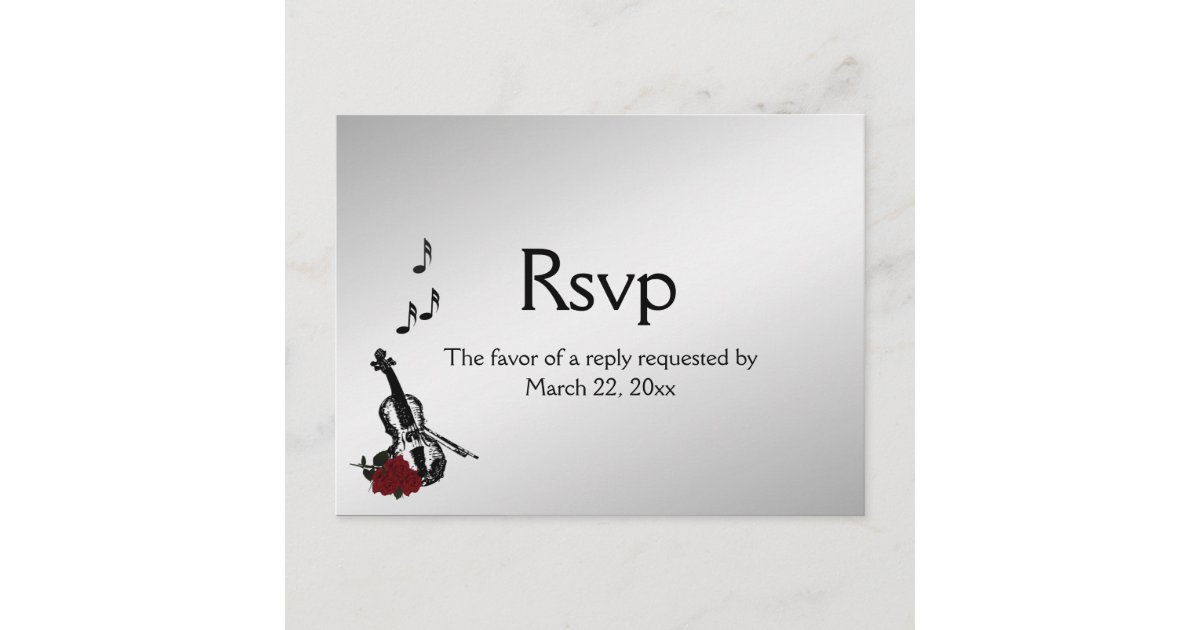 Violin Music RSVP with Entree Choice Postcard | Zazzle