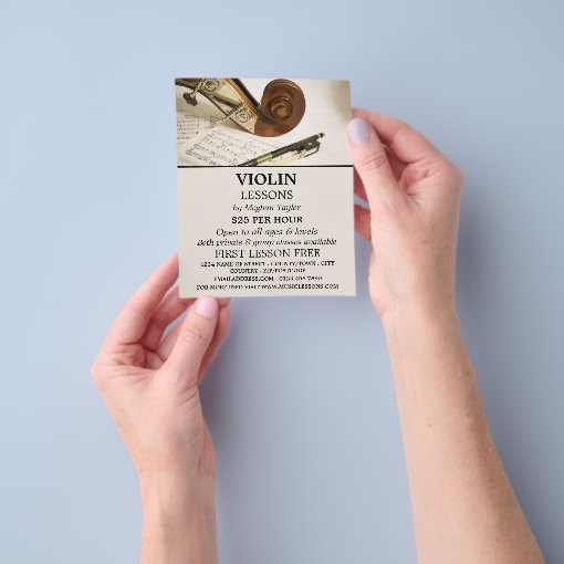 Violin Note Sheet, Violin Lessons Advertising Flyer | Zazzle