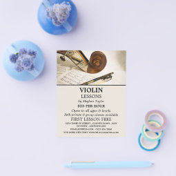 Violin Note Sheet, Violin Lessons Advertising Flyer | Zazzle
