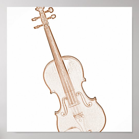 Violin or Viola Brown Ink Drawing Poster | Zazzle.com